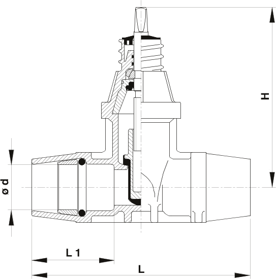 Service valve of POM with push-fit sockets / Hawle Armaturen Deutschland